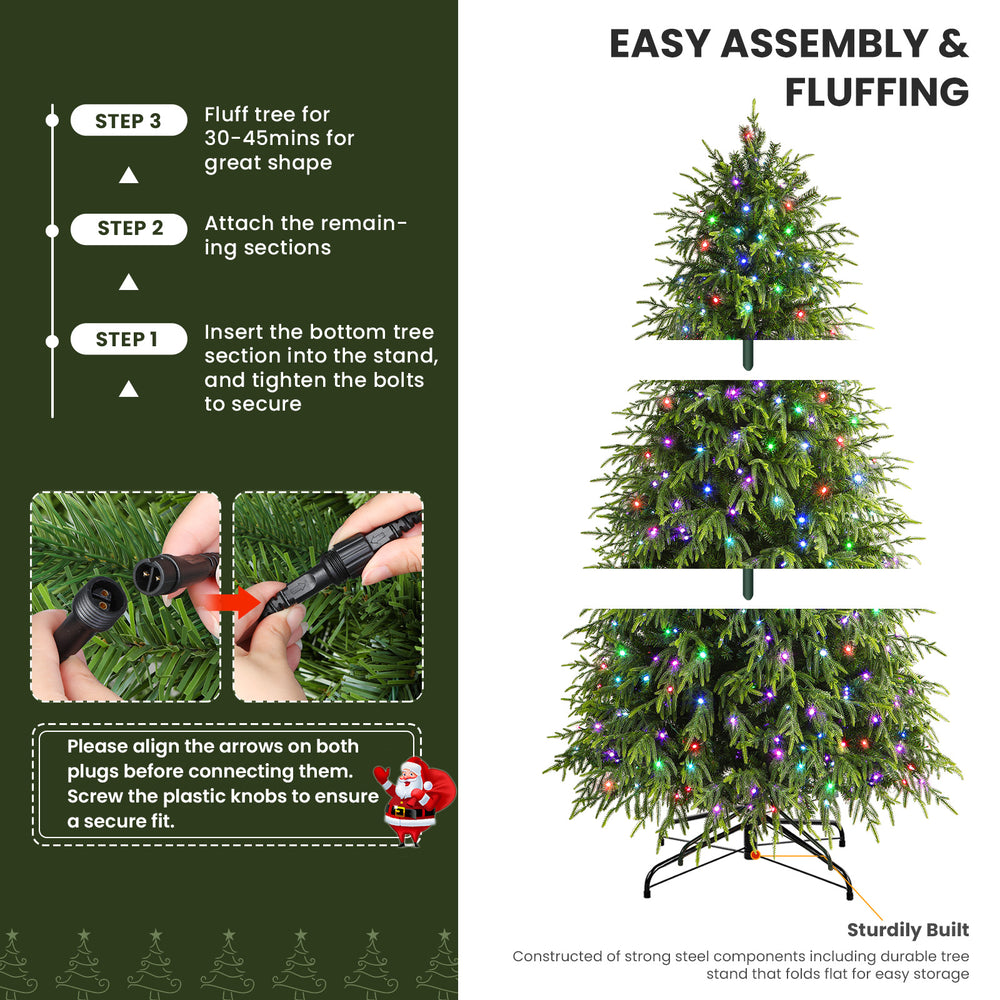 7ft Norfolk Pine Christmas Trees with RGB Lights