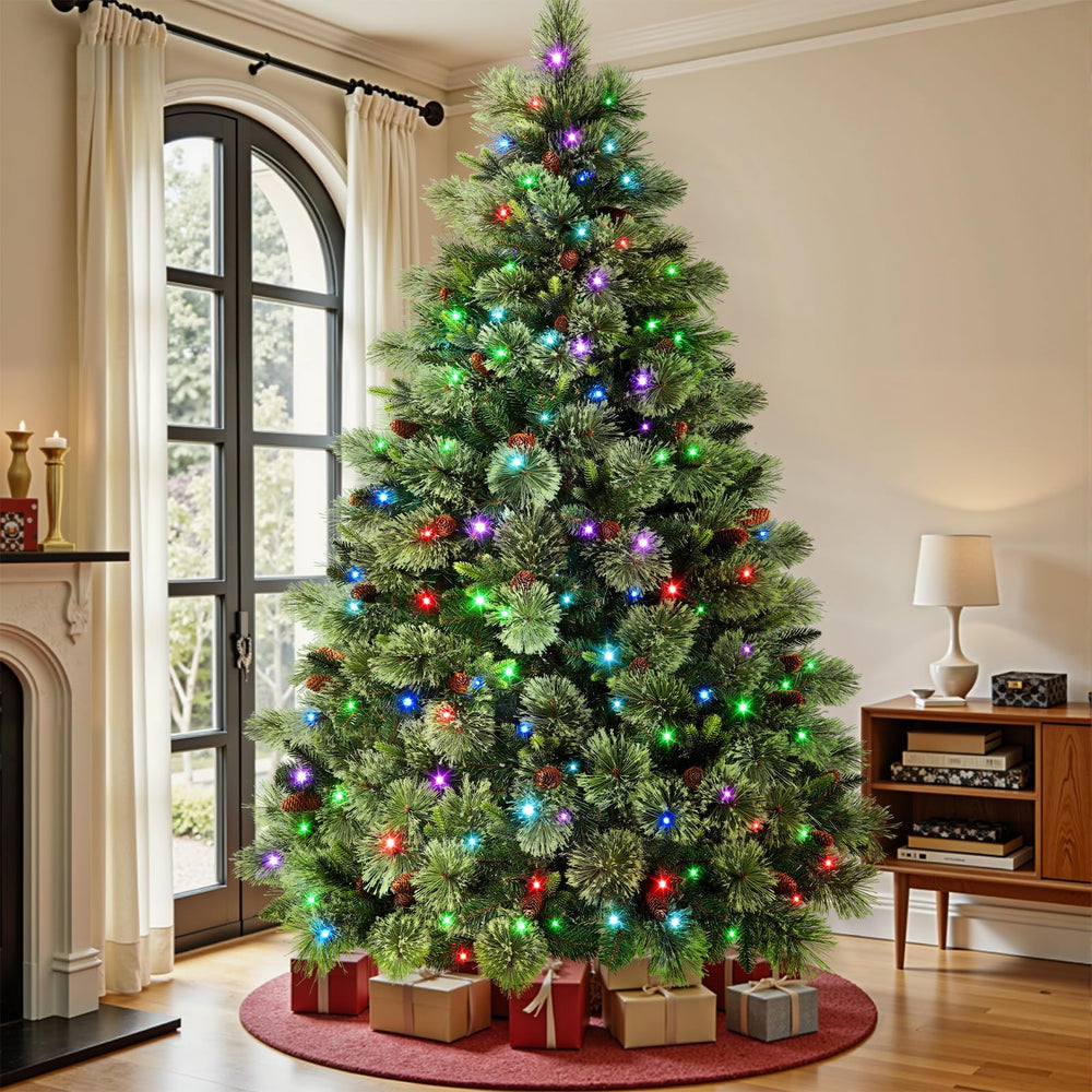 Realistic Pre-lit Carolina Pine Artificial Christmas Pine Trees with R