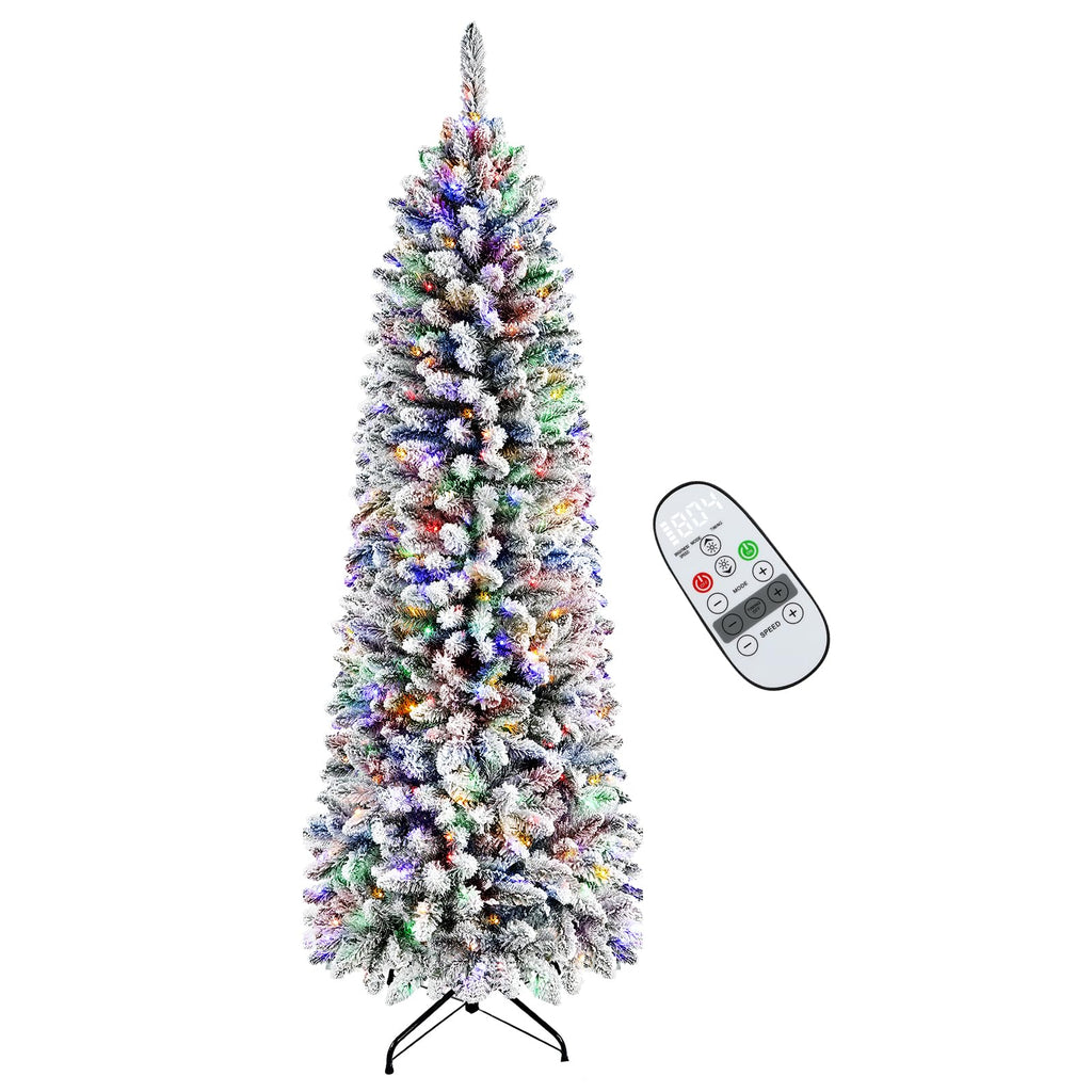 4ft Pencil Christmas Tree, Snow Flocked Artificial Hinged Xmas Tree ...