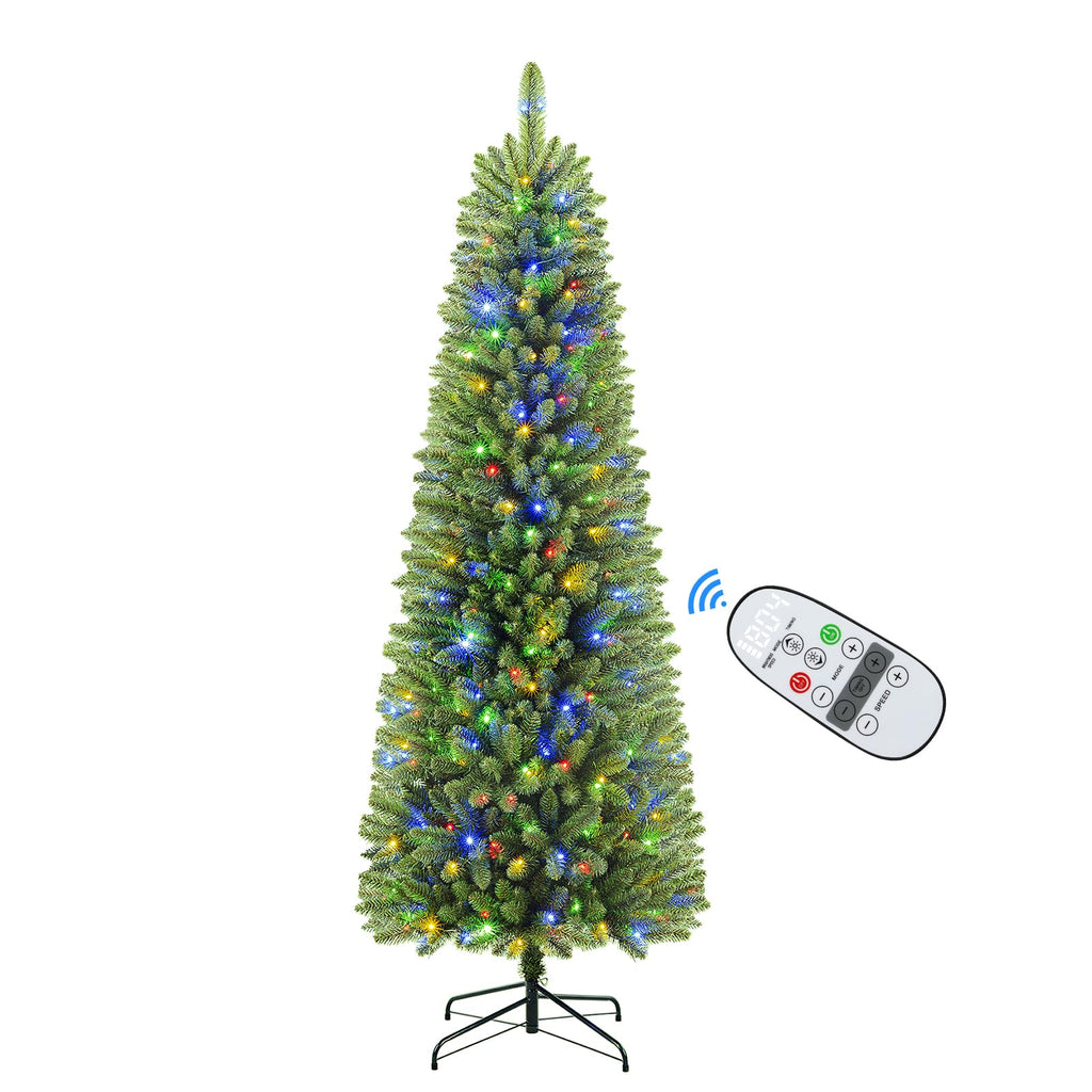 Pencil Spruce Artificial Christmas Tree with Multi-Color LED Lights an