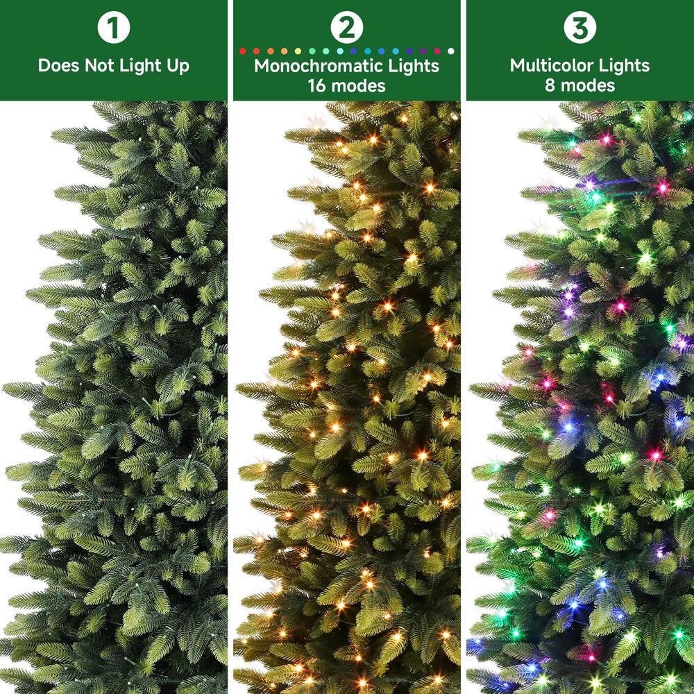 7.5ft Prelit 306 RGB Lights Realistic Artificial Hinged Christmas Tree