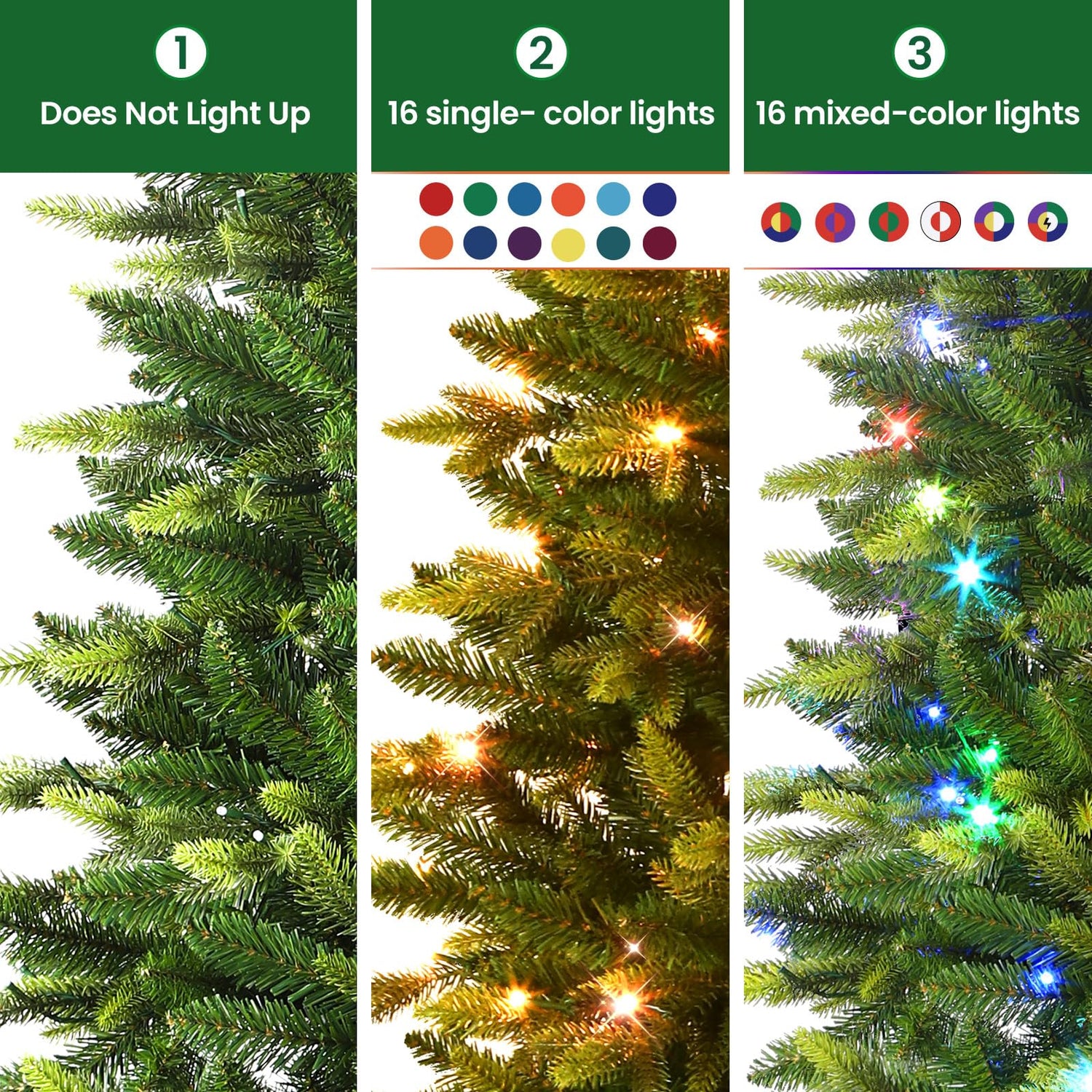7.5ft Upgraded Prelit Color Changing RGB Lights Artificial Hinged Chri
